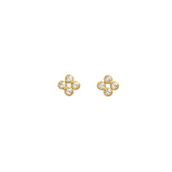 LILY FLO JEWELLERY Four Diamond Cluster Stud Earrings - Gold