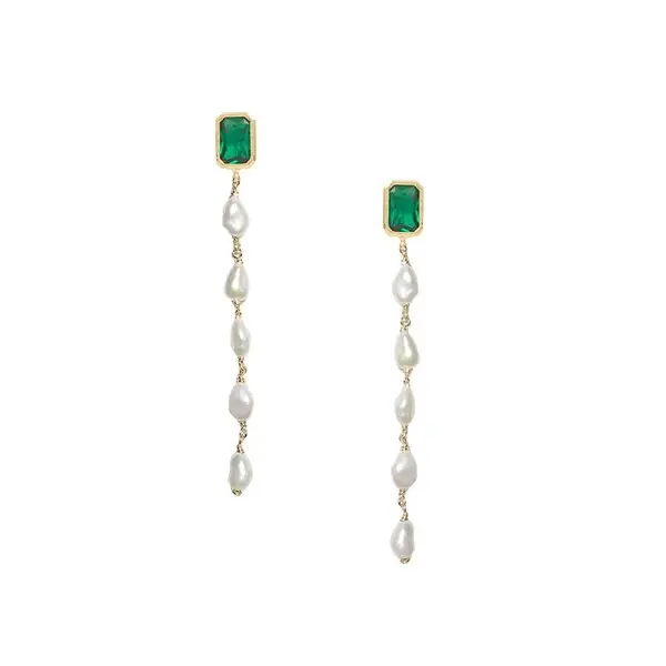 ADRIANA PAPPAS DESIGNS Keshi Pearl Drop Earrings - Green