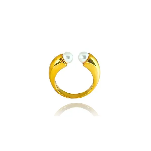 LINYA JEWELLERY Horn Pearl Ring - Gold