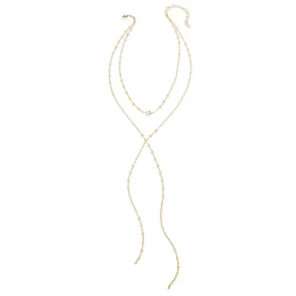HEATHER HAWKINS Speak To Me Lariat Herkimer Diamond Necklace - Gold