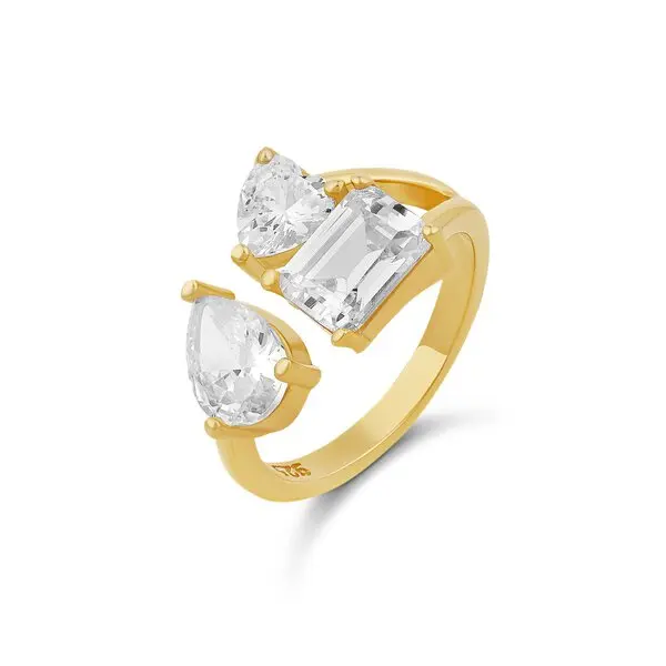 SHYMI Mixed Shape Three Stone Ring - Gold