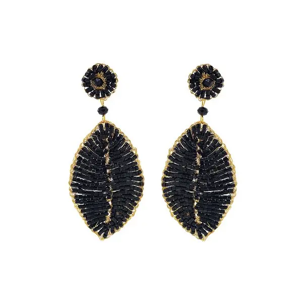 LAVISH BY TRICIA MILANEZE Leaf Dangle Earrings - Black/gold