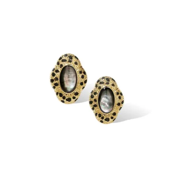 RETRO CHIC Gold / Black Black Leopard Earrings - Gold/black