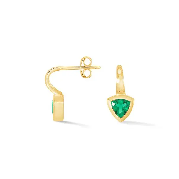 DOWER & HALL Green Garnet Trillion Earrings In Gold Vermeil - Gold/green