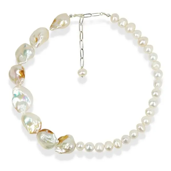 NINEMOO Multi-way Baroque Pearl Necklace - White