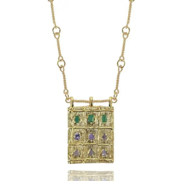 ECE LONDON The Atlas Amulet Necklace - Gold/green