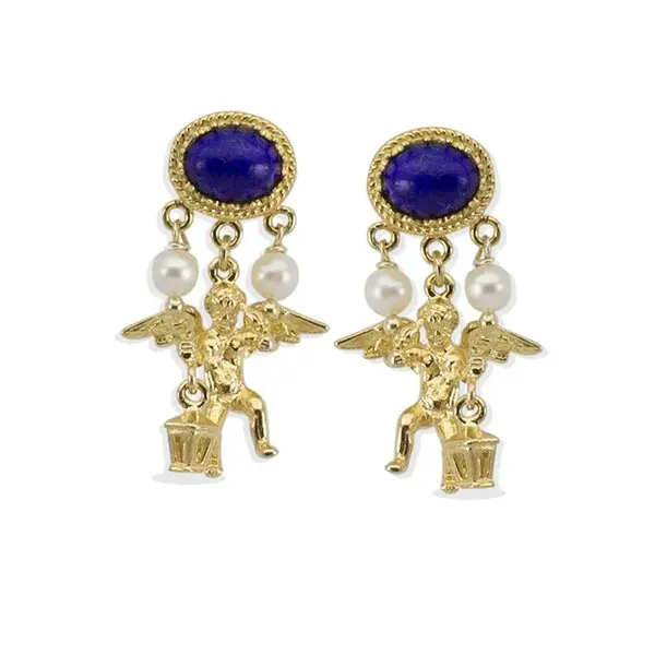 VINTOUCH ITALY Cherubini Lapis Dangle Earrings - Gold/blue