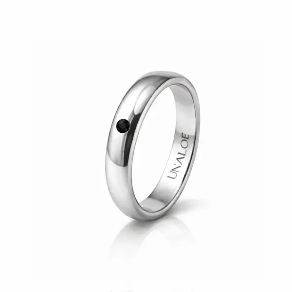 UNALOE Sterling Silver Black Diamond Band Ring - Silver/black