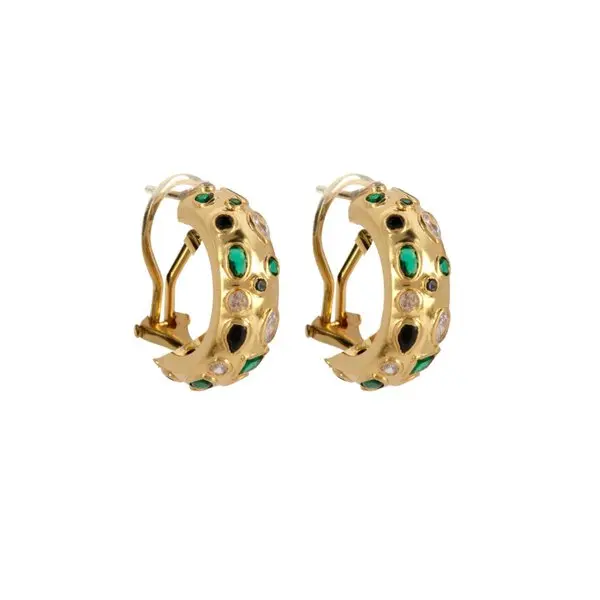 Bounkit Amaya Clip-on Hoop Earrings - Green/black