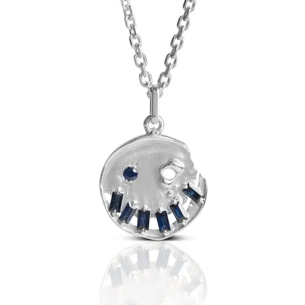 KASUN LONDON Smile! September Sapphire Pendant Necklace - Silver