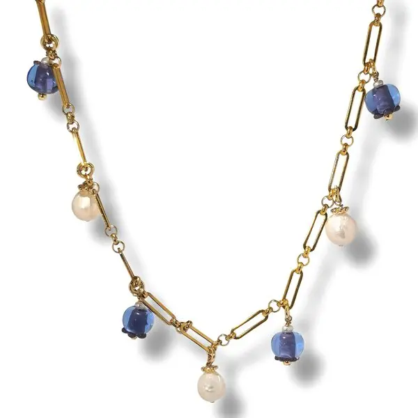 NINEMOO Blueberry Swing Necklace - Gold/blue