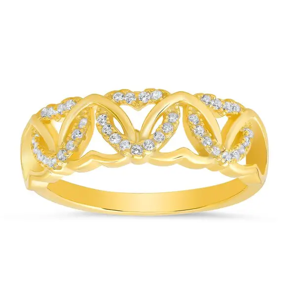 KYLIE HARPER Interlocking Hearts Diamond Cz Ring - Gold