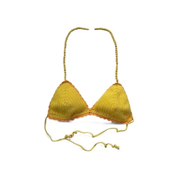 SPRINGMOONATELIER En Mari Hand-crocheted Triangle Bikini Top - Gold