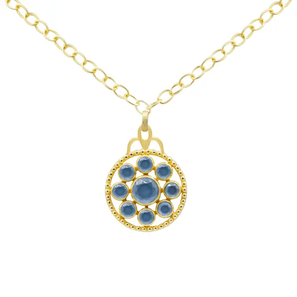 MARCIA MORAN Gold Plated Ambrosia Stone Medallion Necklace - Gold/blue