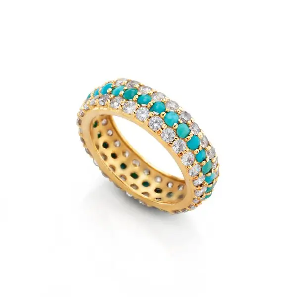 PREETI SANDHU 14k Gold Plated Dome Ring With Iolite And Zircon - Blue/gold