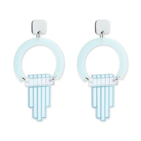 TOOLALLY Art Deco Chandelier Earrings - Blue/silver