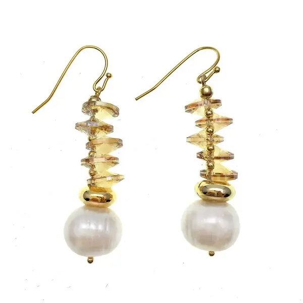 FARRA Crystal And Pearl Hook Earrings - Gold