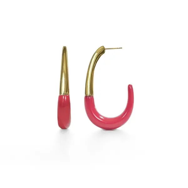 GOLD & HONEY J-hoop Earrings - Pink/gold