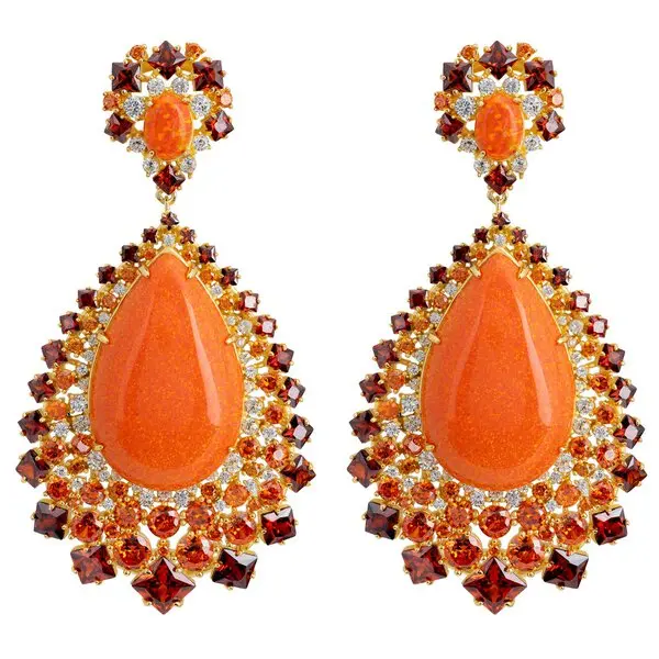 LATELITA Gabriela Fire Opal Drop Earrings - Gold/red/yellow