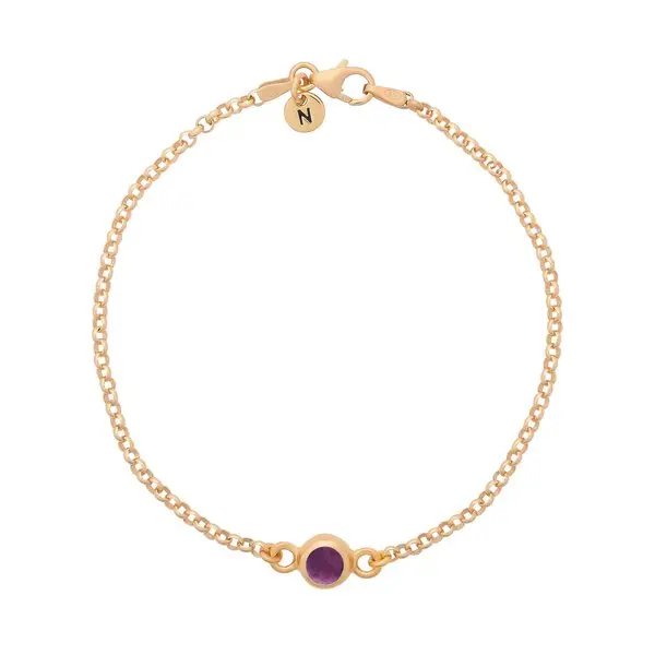 NELLOU JEWELLERY Amethyst Gemstone Bracelet Gold Plated Sterling Silver - Purple