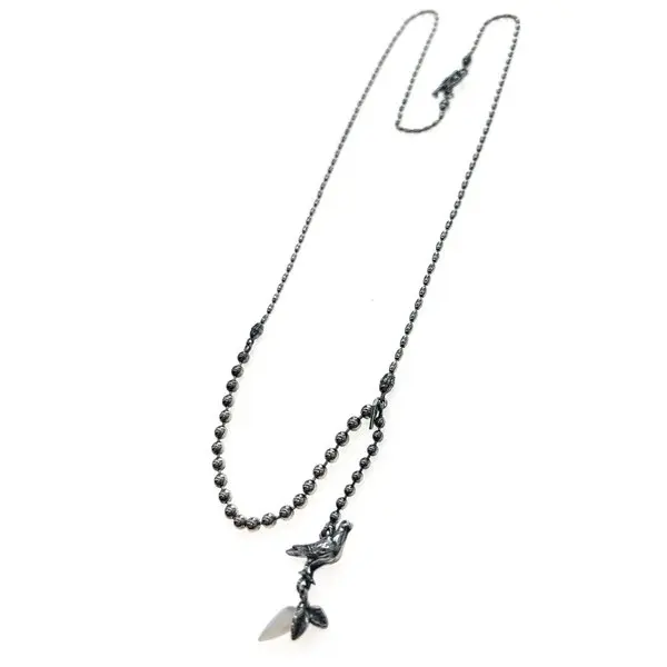 GEM KINGDOM Sterling Silver Dove Necklace - Silver/white