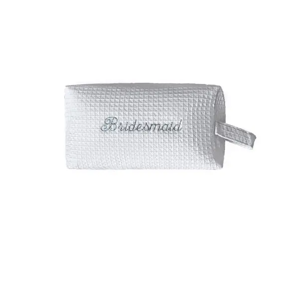 LILLY LOVES Embroidered Cosmetic Pouch - White
