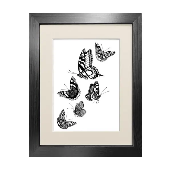 EMILY CARTER British Butterflies' Fine Art Print A4 - Black