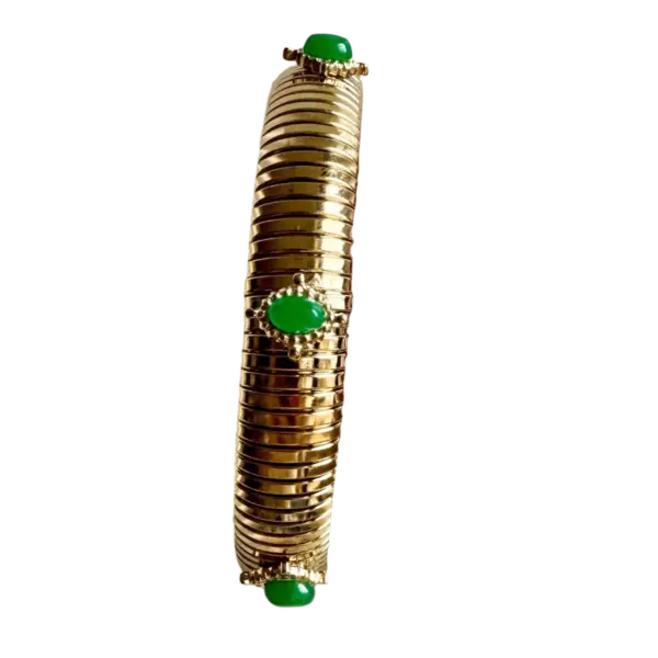 LAURA GRAY Omega Bracelet With Stone Cabochons - Gold