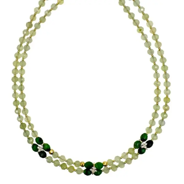 FARRA Prehnite And Zircon Stone Collar Necklace - Green