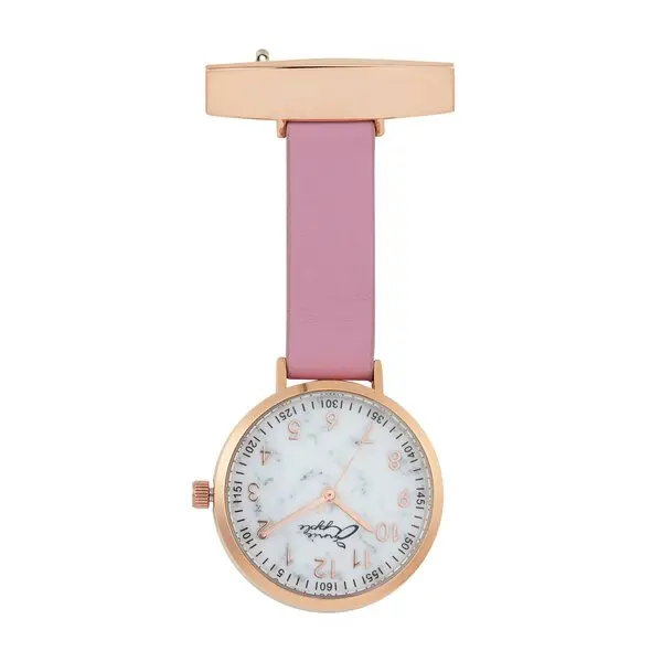 BERMUDA WATCH COMPANY Rose Gold Fob Watch With Pink Leather Strap - Orange