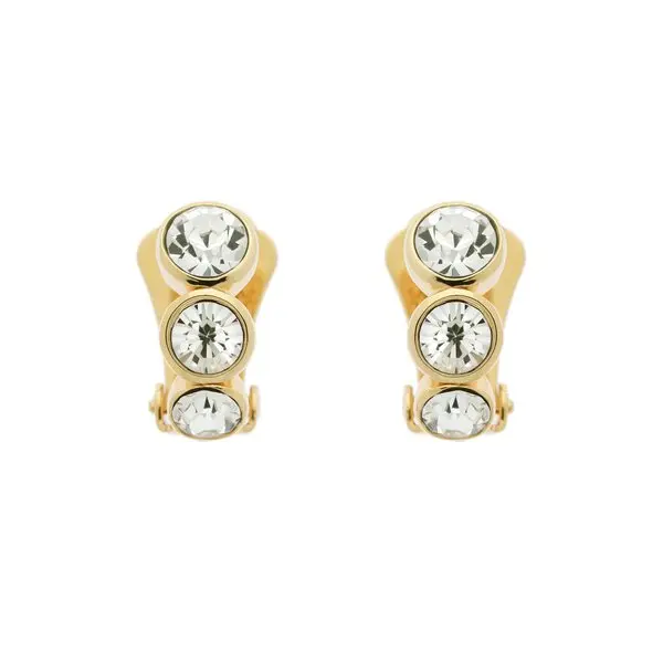 EMMA HOLLAND JEWELLERY Trio Crystal Clip On Earrings - Gold
