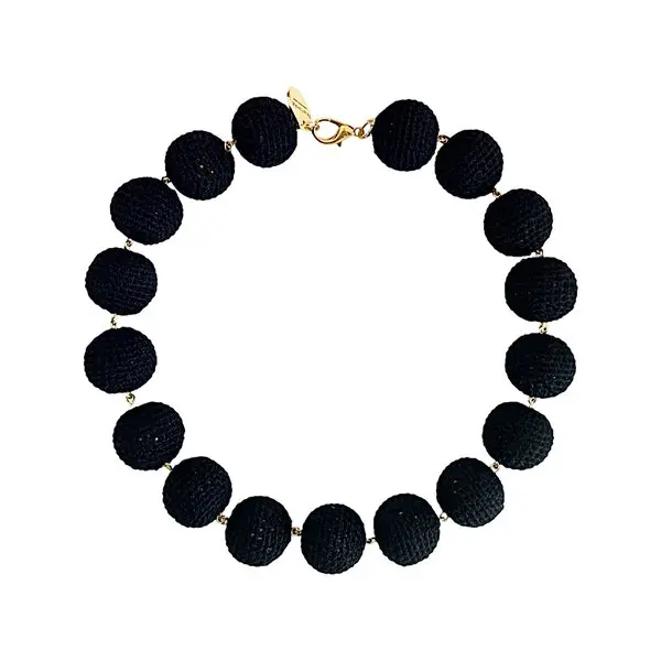 PINAR OZEVLAT Allium Crochet Necklace - Black