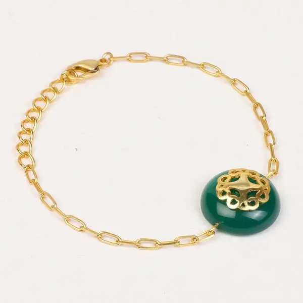 LILA RASA Gold-plated Bracelet With Green Onyx - Gold/green