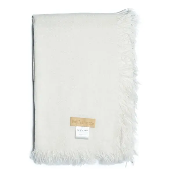 BEL CASHMERE Cashmere Foulard With Fringes Ivory - White
