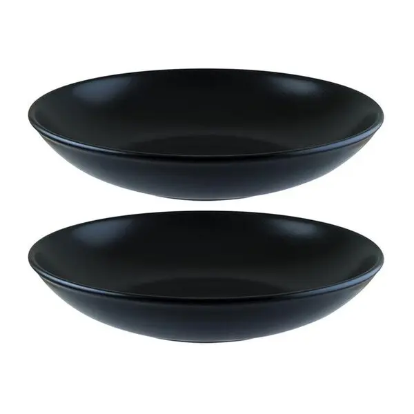 Turgla Home Notte Round Porcelain Entree Salad, Pasta Bowl, Set Of Two - Black