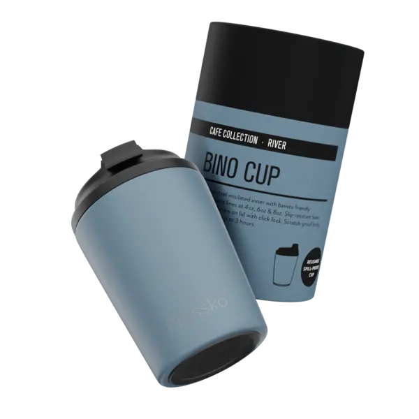Fressko Bino 8oz / 227ml Reusable Coffee Cup, Stainless Steel River - Blue