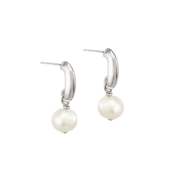 BIKO Bianca Pearl Huggie Earrings - Silver