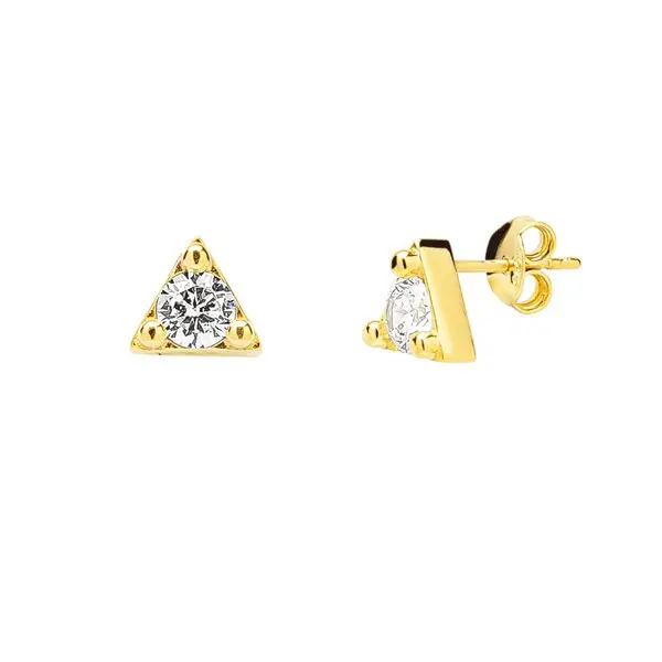 SPERO LONDON Triangle Sterling Silver Stud Earrings - Gold