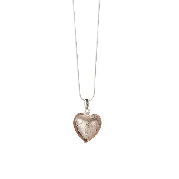 CHIARELLA Heart Murano Glass Necklace - Pink/silver