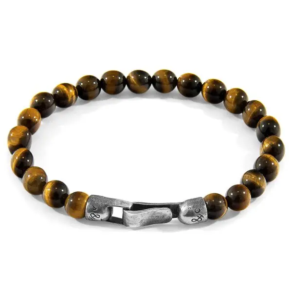 ANCHOR & CREW Tigers Eye Stone Beaded Bracelet - Brown