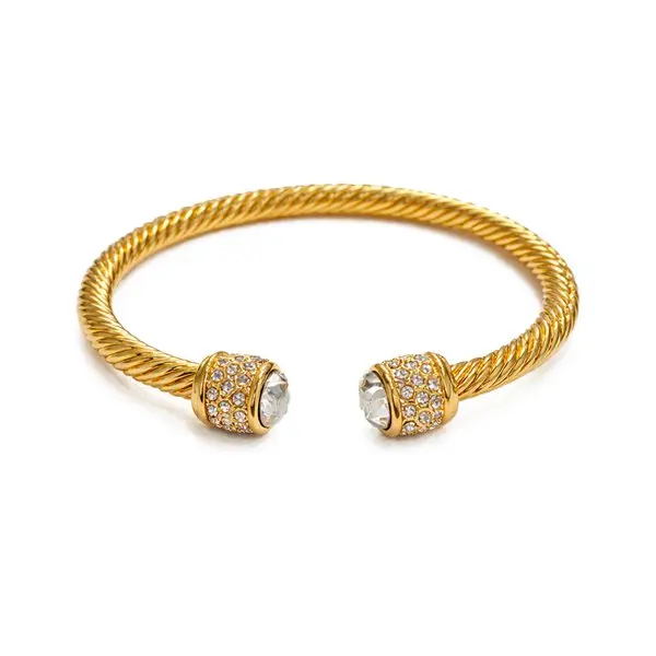 MONARCH Twisted Crystal Cuff Bracelet - Gold