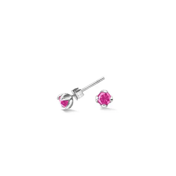 DOWER & HALL Sterling Silver Orissa Pink Tourmaline Stud Earrings - Silver/pink
