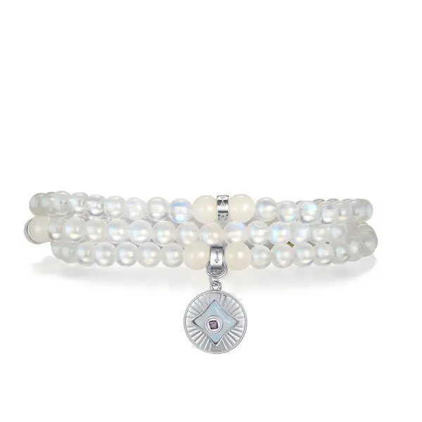 AUROZIA Five Elements Metal Moonstone Bracelet And Necklace - Silver