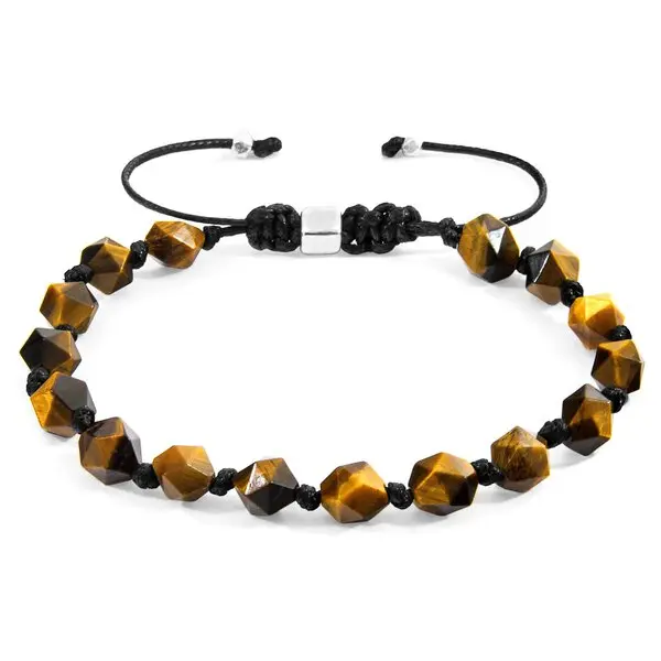 ANCHOR & CREW Silver And Stone Beaded Macrame Bracelet - Silver/brown