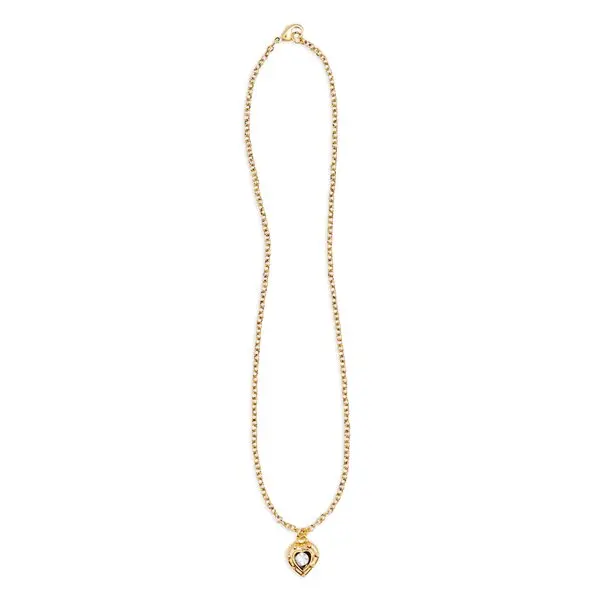 Lovard Mini Rhinestone Heart Necklace - Gold