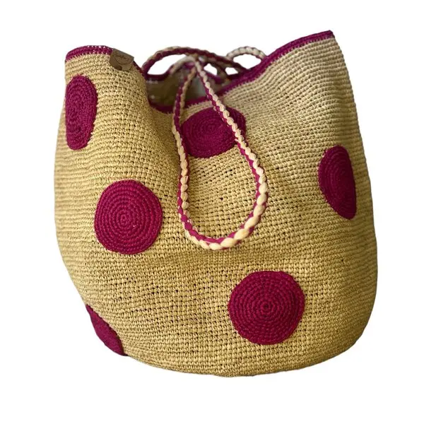 ZANATANY CONCEPTS Handmade Raffia Bucket Bag - Yellow