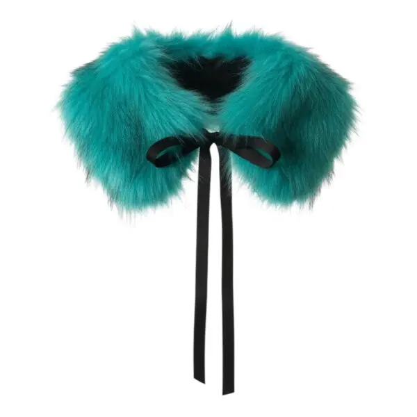 JULIA ALLERT Tie-front Fur Collar Stole Emerald - Green