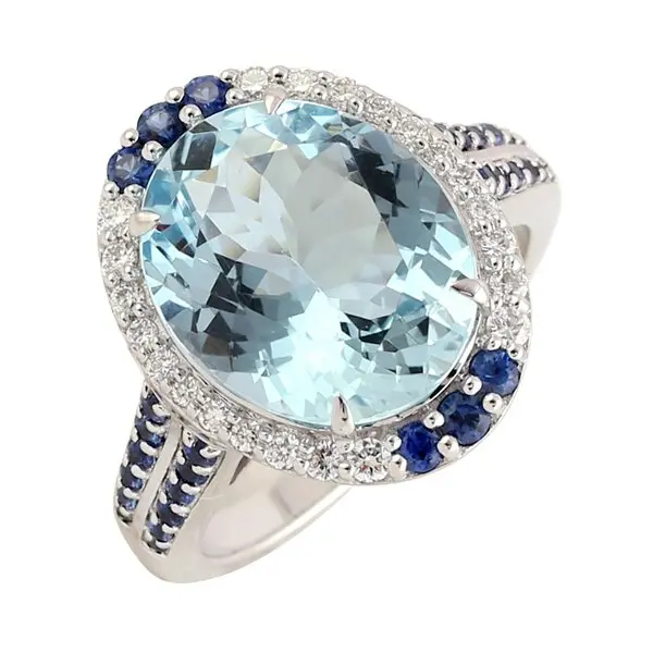 ARTISAN Aquamarine, Sapphire & Diamond Cocktail Ring - White/blue