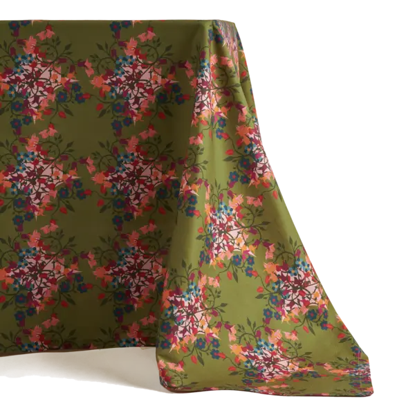SOPHIE WILLIAMSON DESIGN Green / Pink Rectangular Tablecloth With Bold Flower Print On Green And Pink - Green/pink