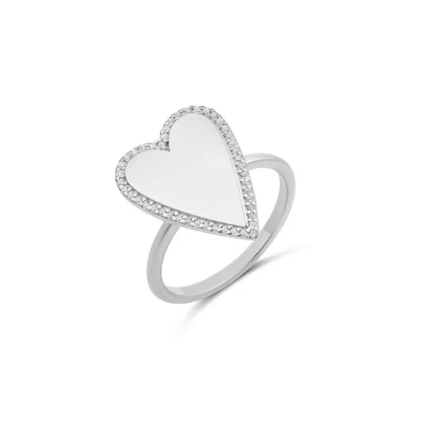 SHYMI Heart Pave Outline Ring - Silver